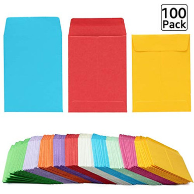 100 Pack Kraft Small Coin Envelopes Colorful Self-Adhesive Seed ...