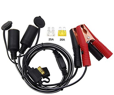 SCCKE 6ft 18m 14 AWG Extension Cord Dual Plug Socket with Battery Clamp ...