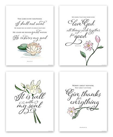 Inspirational Scripture Wall Art 8x10 Flower Wall Art Christian Wall ...