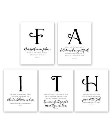 FAITH Wall Decor Inspirational Scripture Wall Art Hand Lettering Bible ...