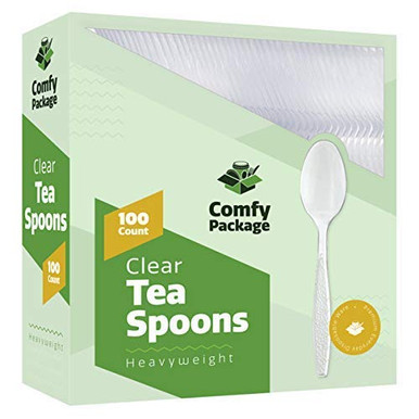 [100 Pack] Heavyweight Disposable Clear Plastic Teaspoons ...