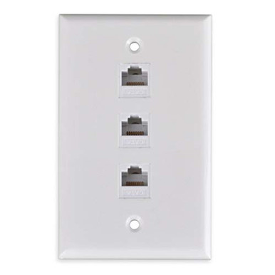 FolioGadgets 3Port Ethernet Wall Plate with Punch Down RJ45 CAT6 ...