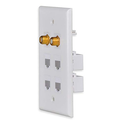 DCFun Ethernet Coaxial Wall Plate, 2-Port Punch-Down RJ45 CAT6 Network ...