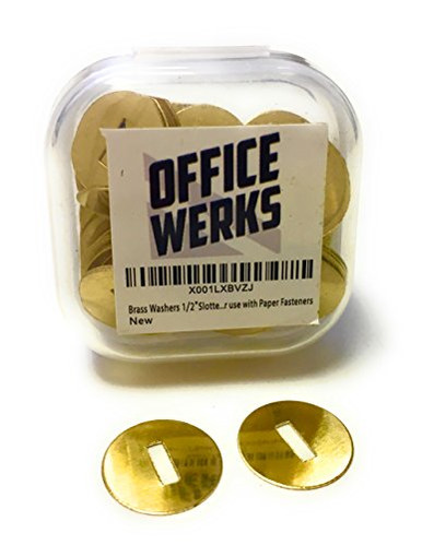 Brass Washers For Paper Fasteners/Brads, 1/2 Inch Slotted, Box of 100 ...