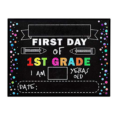 WaaHome First Day of 1st Grade Chalkboard Sign 9x12 First Day of School ...