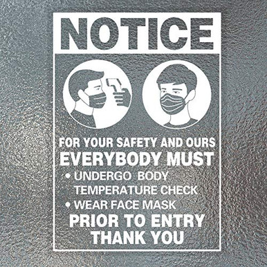 WaaHome Body Temperature Check Required Window Sticker Decal Wear Face ...