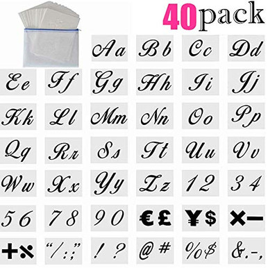 40 Piece Wood Painted Letter templates, Reusable Washable Plastic Craft ...