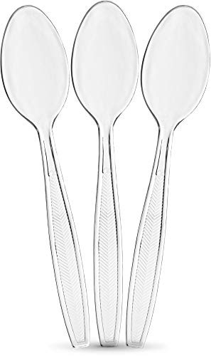 Plasticpro Clear Plastic Tea Spoons Disposable Cutlery Medium Weight ...