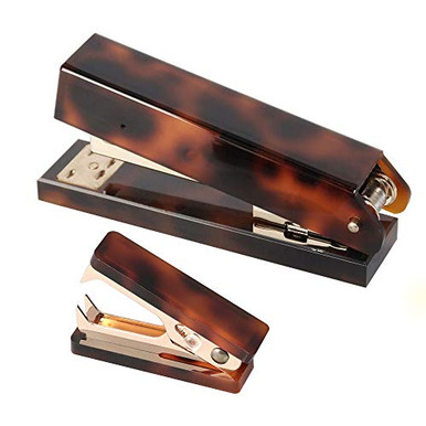 Acrylic Stapler Staples Remover Set Tortoise Print Gold Stapler Staples ...