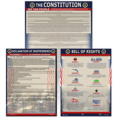 American Founding documents Laminated 3 pack US Constitution ...