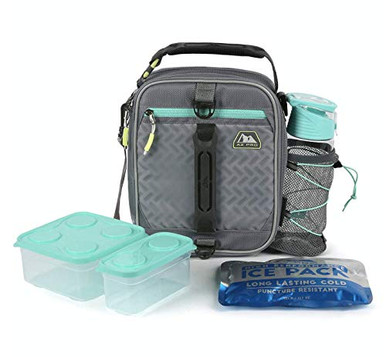 AZ Grey Teal Expandable 8 Piece Lunch Box, Ice Pack, 4 Piece Food ...
