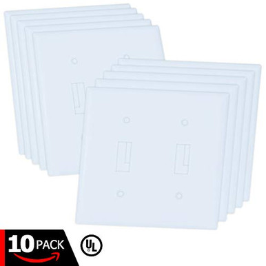 ESD Tech 10 Pack Toggle Switch Wall Plate Covers White 2Gang Standard ...