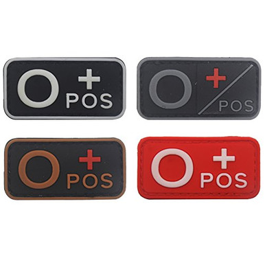 Blood Type Patch Kit O Pos Tactical Type O Positive 3D PVC Rubber ...