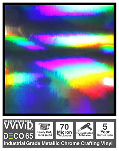 VViViD DECO65 Rainbow Lazer Metallic Chrome Adhesive Vinyl 6 Feet x 1 ...