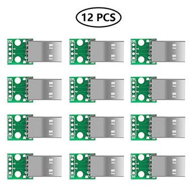 USB to DIP Board, 12Pcs USB Type A Male Plug to DIP Adapter Board 4 Pin ...