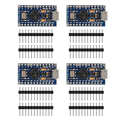 AITRIP 4pack Pro Micro ATmega32U4 5V/16MHz Module Board with 2 Row pin ...