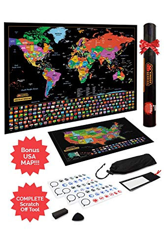Scratch Off Map of The World/United States USA, Scratchable Travel Wall ...