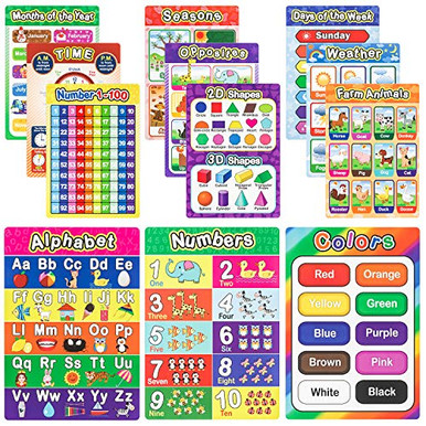 Nicpro 12 Pack Preschool Educational Posters for Kid and Toddler ...