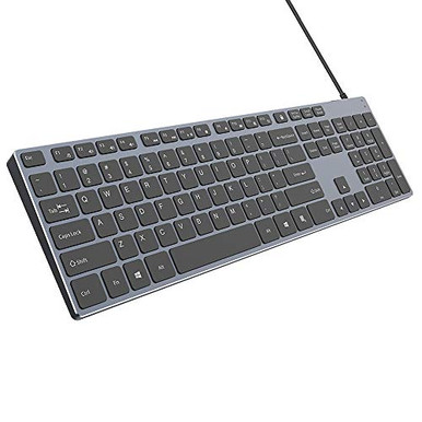 USB Keyboard for Computer in Windows or Mac OS Aluminum Wired Keyboard ...