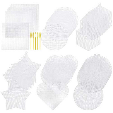 Pllieay 24 Pieces 4-6 Inch Mesh Plastic Canvas Sheets Kit Including 24 ...