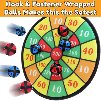 Kids Dart Board Game with 6 Balls Using Hook-and-Loop Fasteners | 11.8 ...