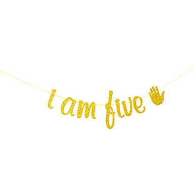 I Am Five Banner Garlands Funny 5th Anniversary Birthday Party ...
