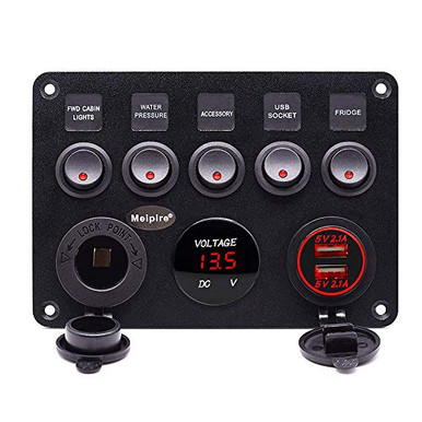 Meipire 5 Gang Switch Panel ONOff Toggle Switch Panel Dual USB Socket ...