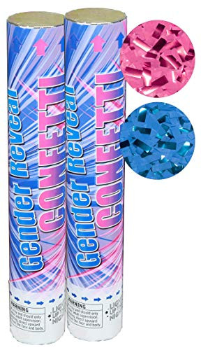 Gender Reveal Confetti Cannons - 2 Pack (1 Pink & 1 Blue) Spring Loaded ...