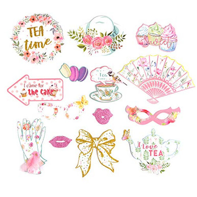 LaVenty 14 PCS LETS PAR TEA Photo Booth Props Tea Party Birthday ...