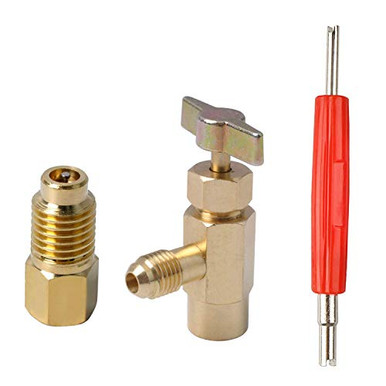 Self-Sealing R134a Can Tap with R134A Tank Adapter, 1/2" Acme to 1/4 ...