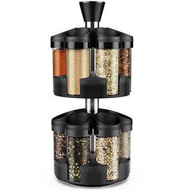 2 Tier Revolving Spice Rack Organizer Storage Rotating Spice Storage ...