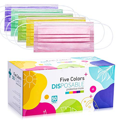 Face Masks 3 Layer Disposable Face Masks with Nose Clip and Ear Loops ...