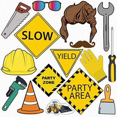 Construction Photo Props 32 Pieces for Photo Booths Kids Birthdays and ...