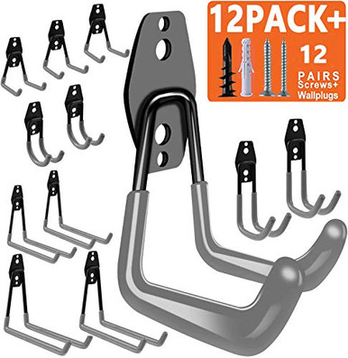 Garage Hooks, UNIHAO 12 Pack Garage Storage Hooks Utility Hooks Double ...