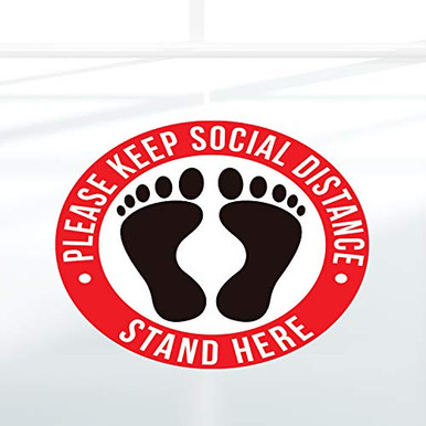 Vinyl Wall Decal Please Keep Social Distance Stand Here 17 x 17 Safety ...
