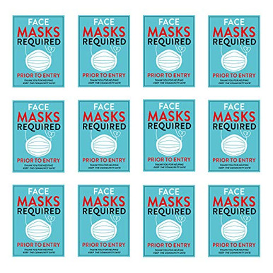 12 Pack Face Masks Required Prior to Entry Decal, Face Mask Required ...