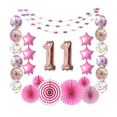 11 Rose Gold Number Foil Balloons for 11th Birthday Party Sign Supplies ...
