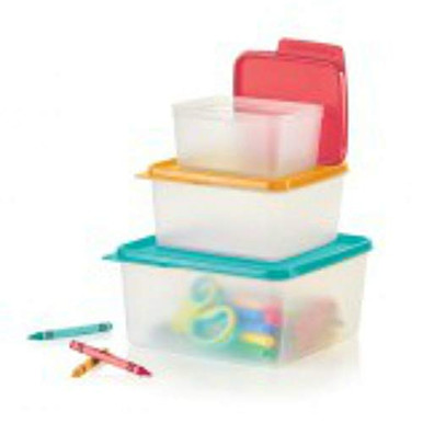 Tupperware Nesting Stackable Storage Square Containers 3 Piece Box Set ...