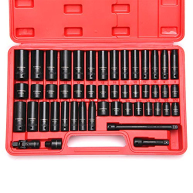 CASOMAN 38 Drive Impact Socket Set 48 Piece Standard SAE and Metric ...