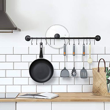 Wall Hanging Pot Rack, Industrial Pipe Pot Rack Wall Mounted, Kitchen ...