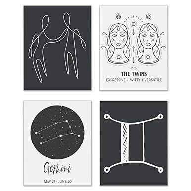Gemini Astrological Sign Prints Set of 4 8x10 Inches Zodiac ...