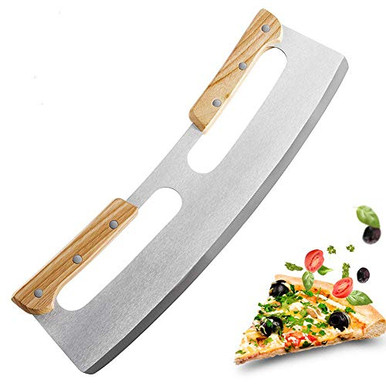 14 Inch Pizza Cutter Rocker Blade Stainless Steel Mezzaluna Salad ...