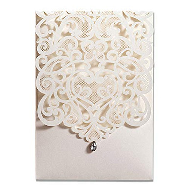 Wishamde 20X Laser Cut Wedding Invitations Cards with Envelopes Pocket ...