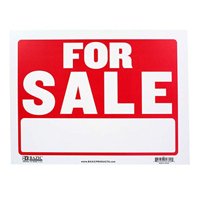 BAZIC 9" X 12" for Sale Sign, Yard Sale Garage Sale Retail Store Policy ...