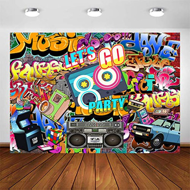 COMOPHOTO Hip Pop 80s Theme Party Backdrop 7x5ft Back to The 80s Retro ...