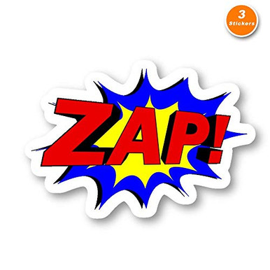 Zap Sticker Comic Book Art Stickers 3 Pack Set of 25 3 and 4 Inch ...