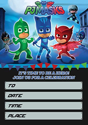 PJ Masks Invitation Cards 20 Fillin Invites for Kids Birthday Bash and ...