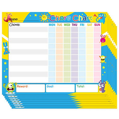 10-Pack Chore Chart for Kids, Yoklili Monster Themed Dry Erase Reward ...