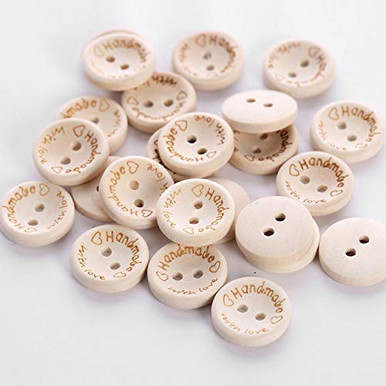 ANFUN 15mm 100 Pcs Wood Buttons 2 Holes Wooden Sewing Buttons DIY Decor ...