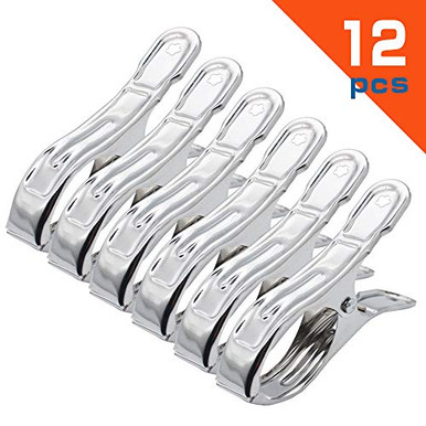 FUYUAN 12 Pack Beach Towel Chair Clips,4.7 Inches Clothes Pins ...